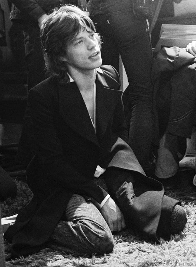 Mick Jagger of The Rolling Stones on his knees at The Record Plant, NYC ...
